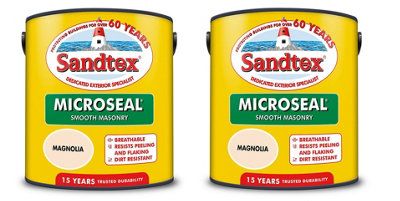 Sandtex Smooth Masonry Paint Magnolia 2.5L Pack of 2