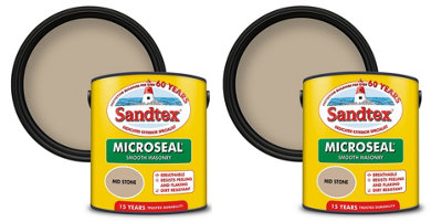 Buy Sandtex Smooth Masonry Paint Mid Stone 2.5L Pack of 2 at B&Q