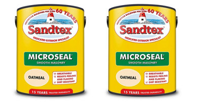 Sandtex Smooth Masonry Paint Oatmeal 5L Pack of 2