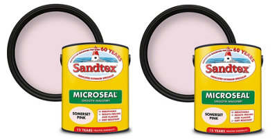 Sandtex Smooth Masonry Paint Somerset Pink 5L Pack of 2