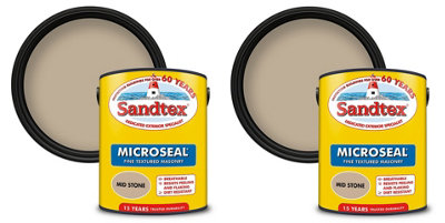 Sandtex Textured Masonry Paint Mid Stone 5L Pack of 2