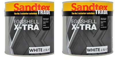 Sandtex Trade Eggshell X-tra Paint White 2.5L Pack of 2
