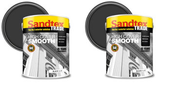 Sandtex Trade Highcover Smooth Black 5L Pack of 2