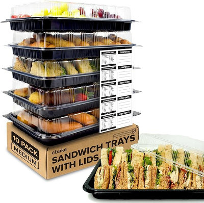 Sandwich Platter Trays with Lids - 10 Pack - with Allergy Content ...