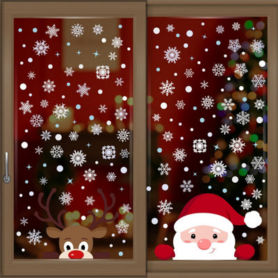 Santa And Rudolph with Snowflakes Wall Stickers Living room DIY Home ...