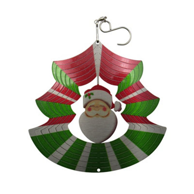 Santa Christmas Garden Wind Spinner (Metallic Multicoloured Windmill)