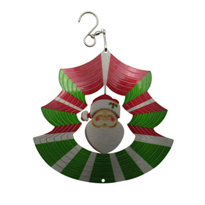 Santa Christmas Garden Wind Spinner (Metallic Multicoloured Windmill)