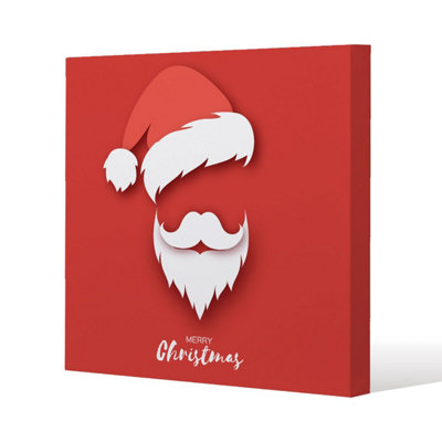 Santa claus hat and beard (canvas) / 101 x 101 x 4cm