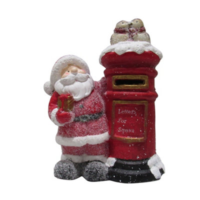 Santa Letter Box Christmas Figurine (Traditional Xmas Postbox ...