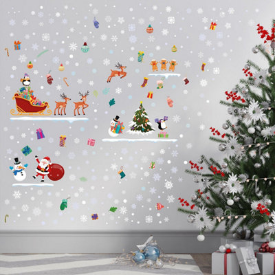 Santa's friends with Snowflakes in Candyland Christmas Wall Stickers ...