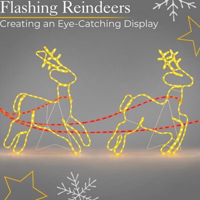 Santa Sleigh Reindeer Rope Light Silhouette Outdoor LED Christmas ...