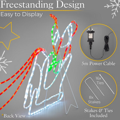 Santa Sleigh Reindeer Rope Light Silhouette Outdoor LED Christmas ...
