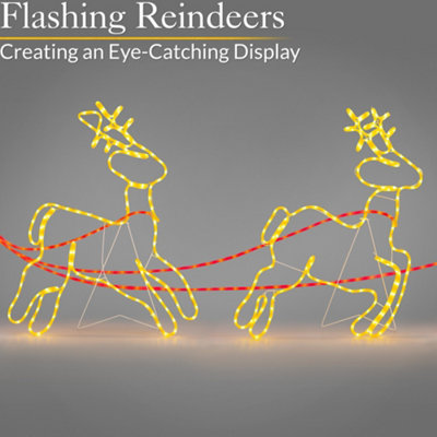 Santa Sleigh Reindeer Rope Light Silhouette Outdoor LED Christmas ...