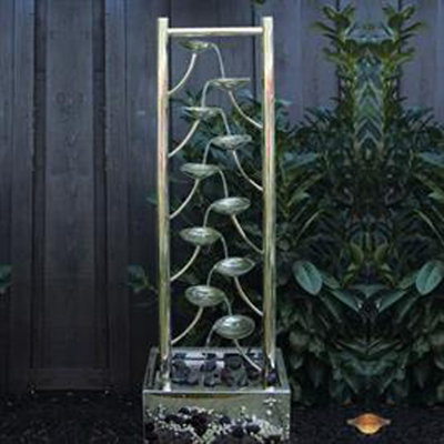 Santiago Modern Metal Water Feature - Mains Powered - Stainless Steel ...