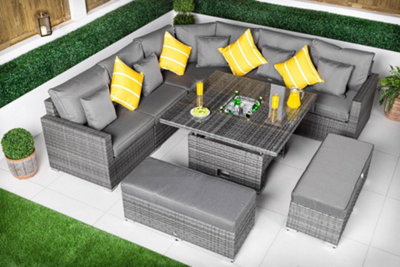 Santorini 5 Seat Modular Corner Sofa Rattan Garden Furniture Set ...