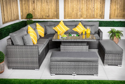 Santorini 5 Seat Modular Corner Sofa Rattan Garden Furniture Set ...