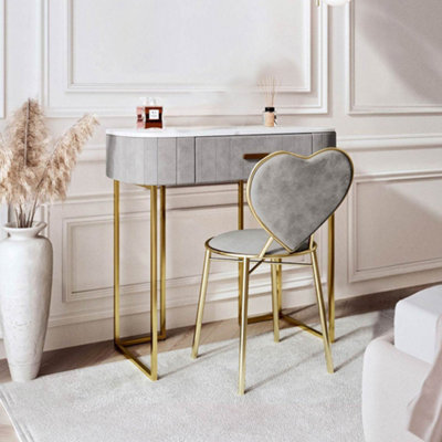 Santorini Dream Dove Grey Velvet Dressing Table with Velvet Stool | DIY ...
