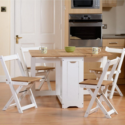 Santos Butterfly Dining Set White Distressed Waxed Pine
