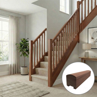 Sapele Dark Hardwood Handrail Contemporary 2.4m - 35mm Groove For Stair ...