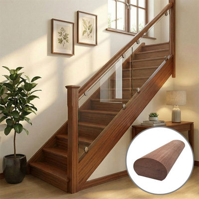 Sapele Dark Hardwood Handrail Oval 1.2m - No Groove UK Manufactured ...