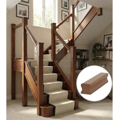 Sapele Dark Hardwood Handrail THR 1.2m - No Groove UK Manufactured ...