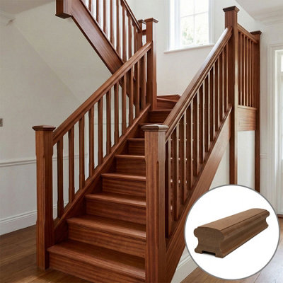 Sapele Handrail Duchess 1.2m - 32mm Groove For Spindles UK Manufactured ...