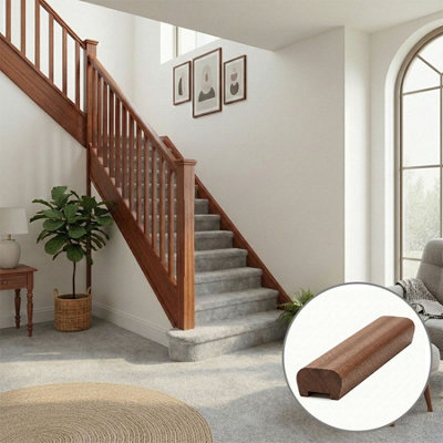 Sapele Handrail Modern 1.2m - 35mm Groove For Spindles UK Manufactured ...