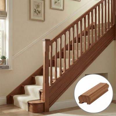 Sapele Handrail Newark 3.6m - 35mm Groove For Spindles UK Manufactured ...