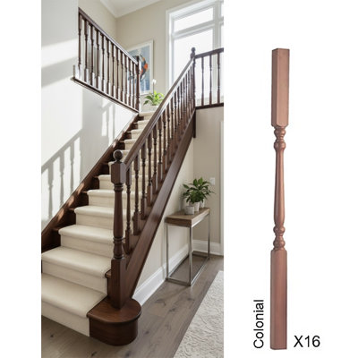 Sapele Spindle Colonial 41mm x 41mm x 900mm - 16 Pack UK Manufactured ...