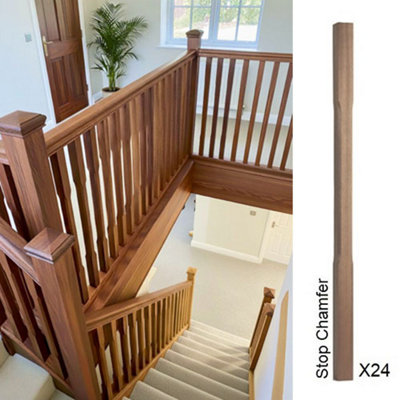 Sapele Spindle Stop Chamfer 41mm x 41mm x 900mm - 24 Pack UK ...