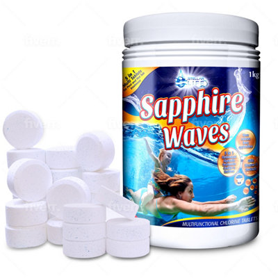 Sapphire Waves 5 in 1 Multifunction Chlorine Tablets for Hot Tubs, Spa ...