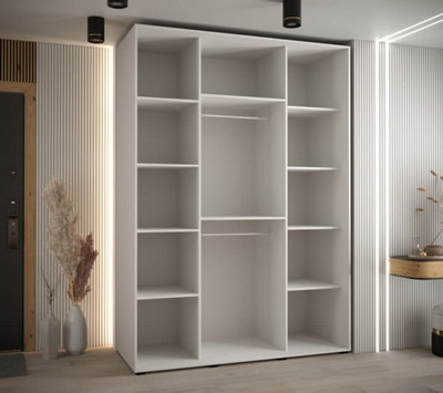 Sapporo II White Matt Mirrored Sliding Door Wardrobe - Crisp Finish ...