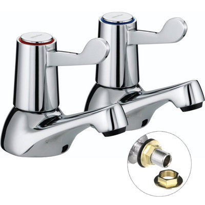 Saracen Quarter Turn Lever 1/2" Basin Pillar Taps Chrome Plated Metal ...