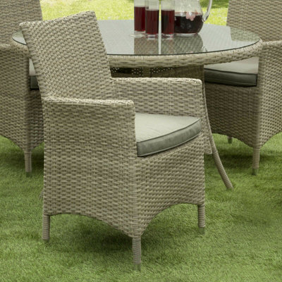 Sarasota 4 Seat Rattan Garden Dining Set with Aluminium Frame in Natural