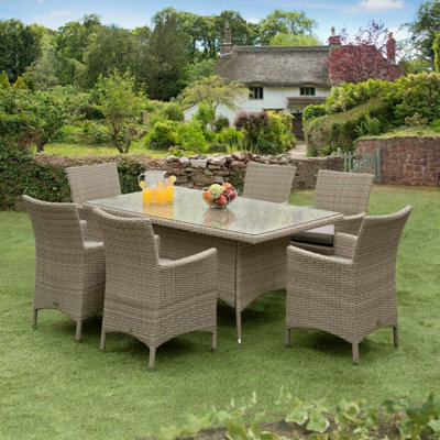 Sarasota 6 Seat Rattan Rectangular Garden Dining Set with Aluminium ...