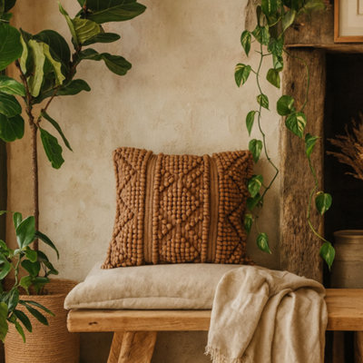 Sarlat Set of 2 Handwoven Coffee Cushion Covers 45 x 45 cm