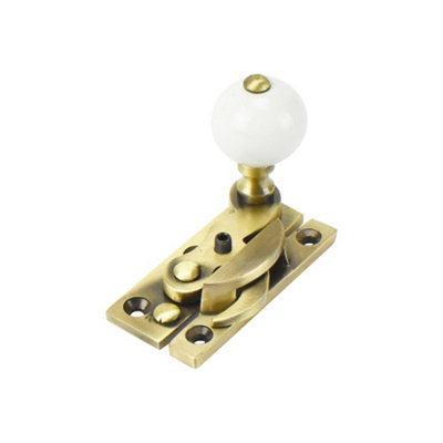 Sash Heritage Claw Fastener with White Ceramic Knob (Locking) - Antique ...