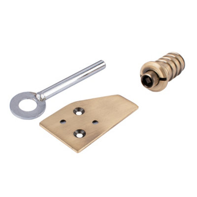 Sash Heritage Flush Lock Sash Stop with Key - Antique Brass | DIY at B&Q