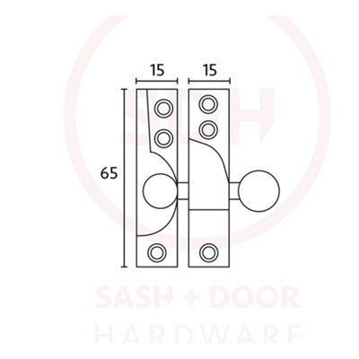 Sash Heritage Straight Arm Fastener Acorn Knob - (Narrow) - Polished Chrome