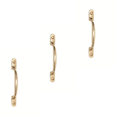 SASH PULL HANDLE POLISHED BRASS - 4 INCH (PACK OF 3) | DIY at B&Q