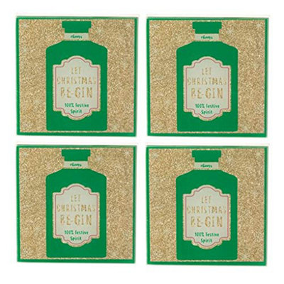 Sass & Belle Let Christmas Be-Gin Coasters - Set of 4 | DIY at B&Q