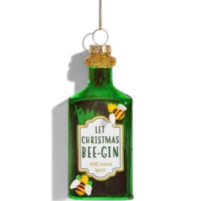 Sass & Belle Let Christmas Bee-Gin Gin Bottle Hanging Tree Decoration ...
