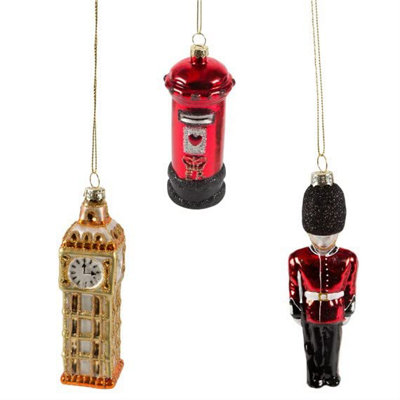 Sass & Belle Lovely London Postbox, Big Ben & Guard Decorations - Set of 3