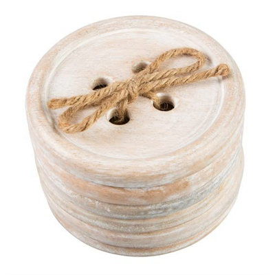 Sass & Belle Wooden Button Coaster - Set of 6 | DIY at B&Q