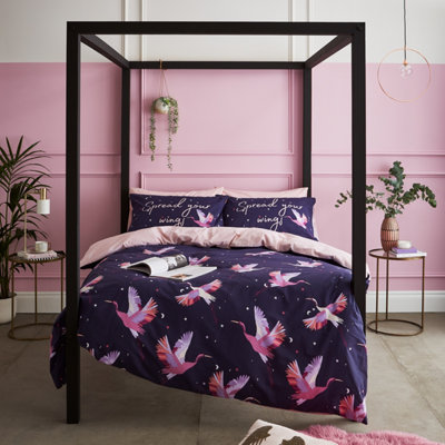 Sassy B Bedding Cosmic Cranes Duvet Cover Set with Pillowcases Navy ...