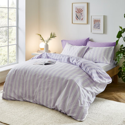 Sassy B Bedding Stripe Tease Duvet Cover Set with Pillowcases Lilac ...