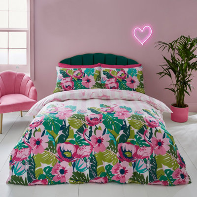 Sassy B Bedding Tropical Flamingo Stripe King Duvet Cover Set with ...
