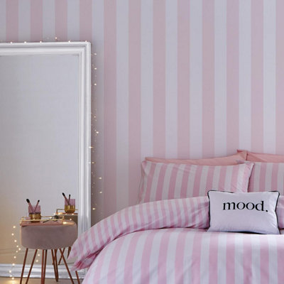 Sassy B Pink Stripe Mica effect Embossed Wallpaper
