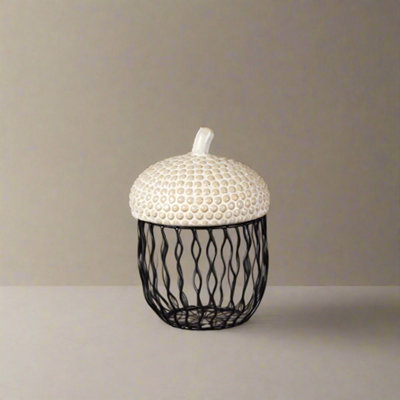 Satchville Gift Company Metal Ceramic Acorn Pot Home Décor Storage ...