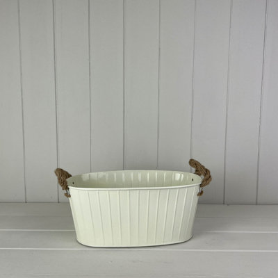 Satchville Oval Tapered Zinc Trough With Rope Handles